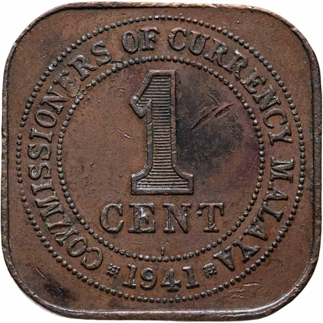 Малайя 1 цент cent 1941, Бронза, в сохранности VF