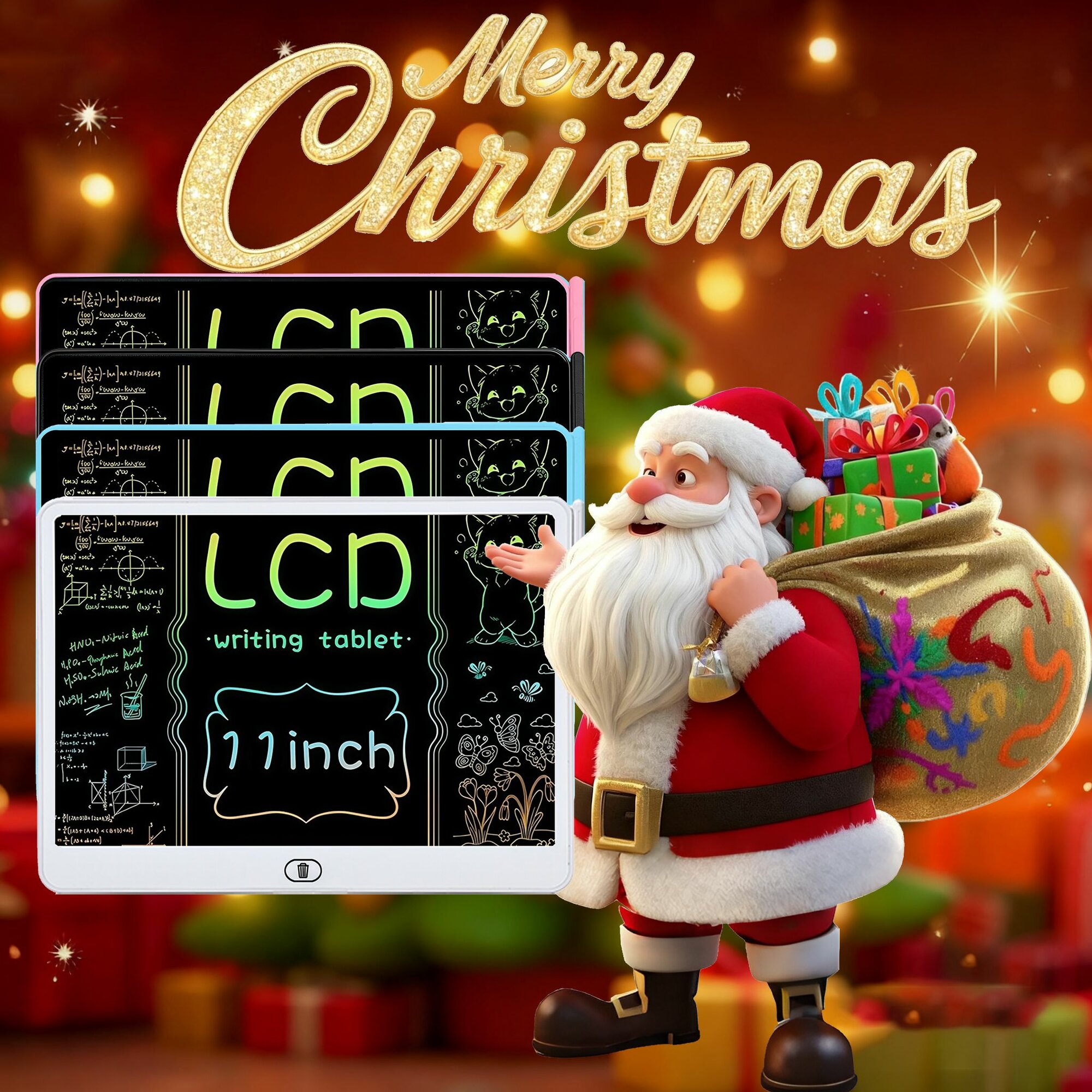 Новогодний ограниченный подарок: Электронная доска для рисования 11, 13, 16 дюймов стираемая, портативная, универсальна для подростков и взрослых, необходима для офиса и школы, граффити