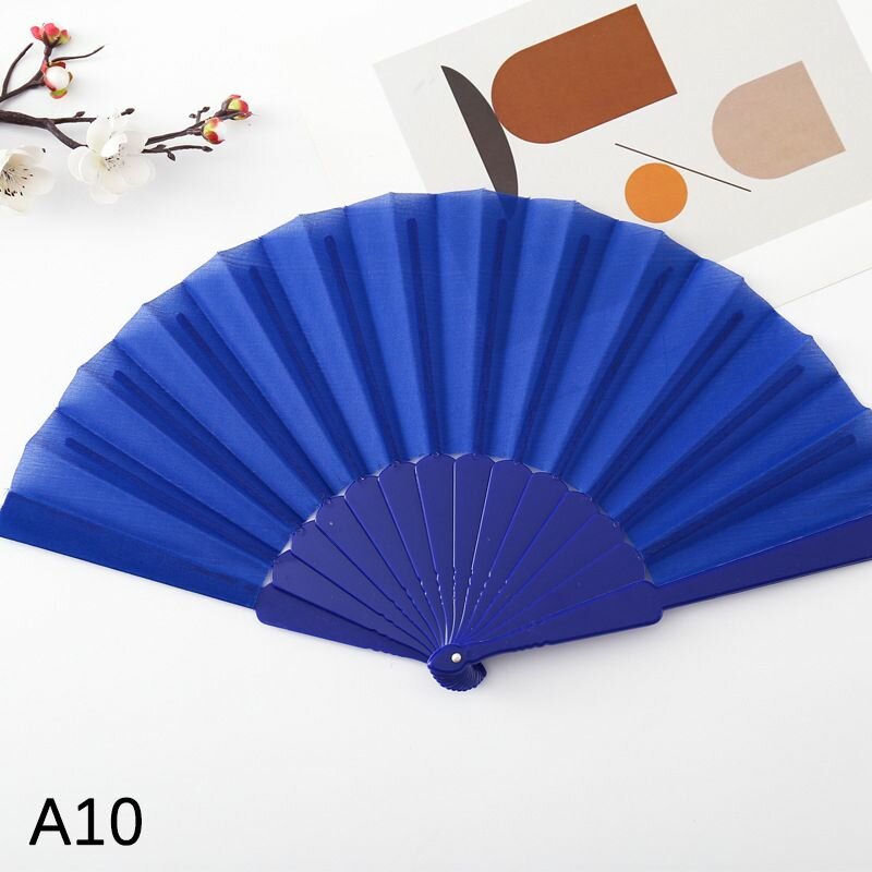 Однотонный веер из шелковой ткани, 7 дюймов