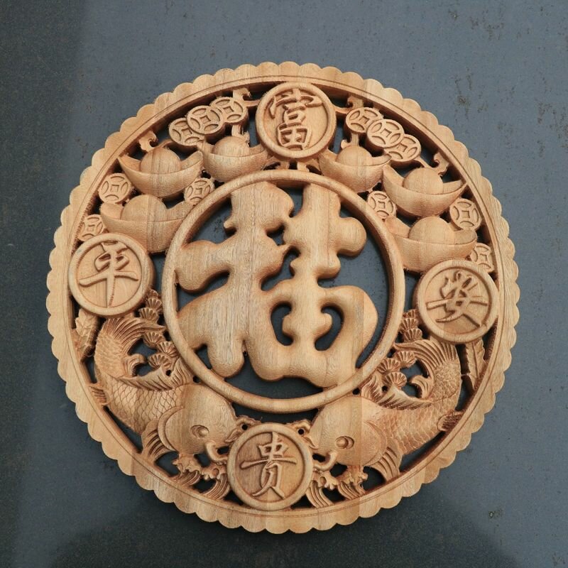 Подвеска из камфорного дерева с резьбой по дереву Dongyang, твердая древесина, полая резьба, китайский стиль, украшение для ресторана, гостиной, винного шкафа, стола