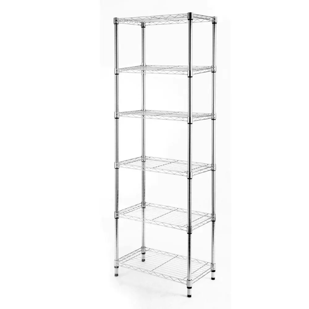 Стеллаж сетчатый 6 полок 60x180x35 см металл цвет хром нагрузка на полку 50 кг