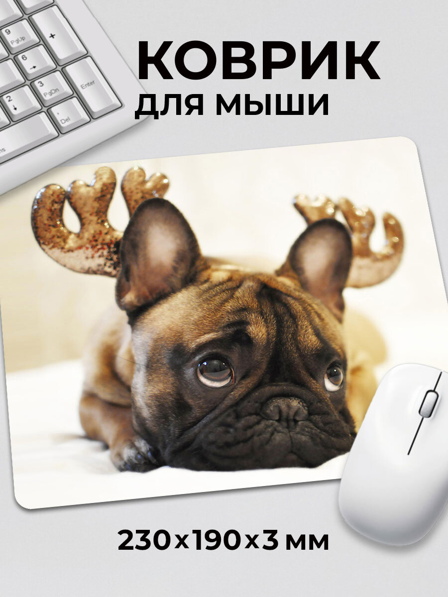 Коврик для мышки Прикольный щенок французского бульдога