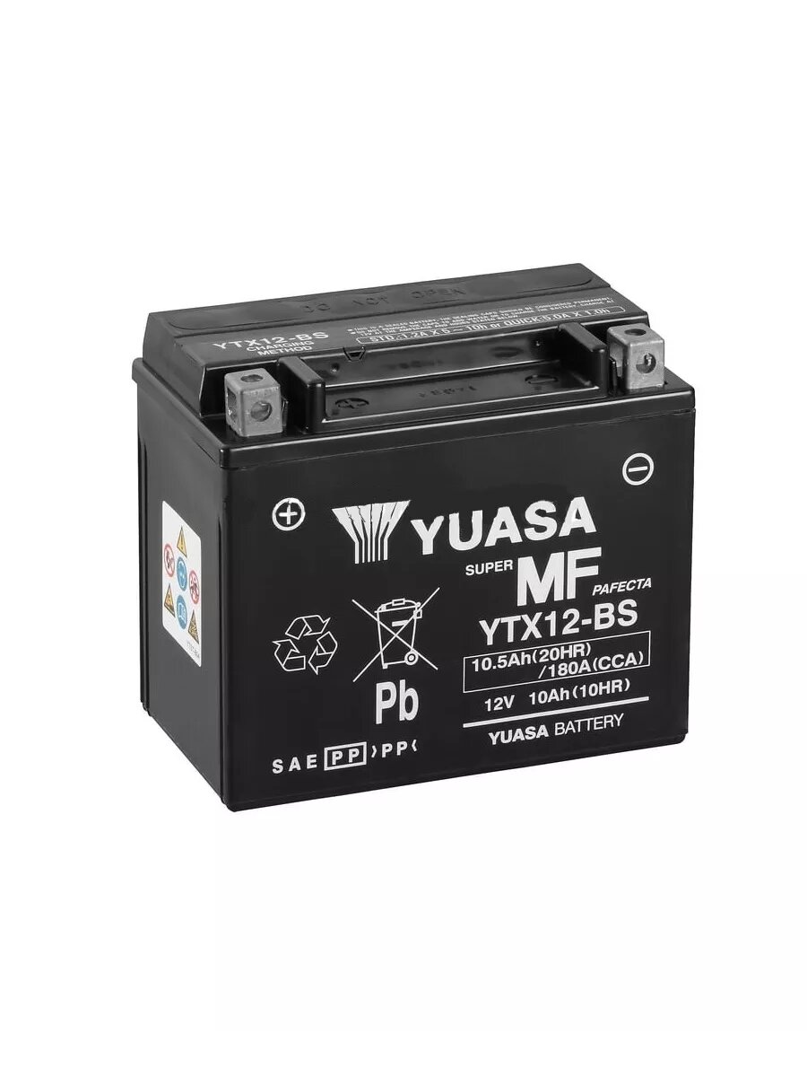 Аккумулятор YUASA YTX12-BS 12V 10.5Ач прям. пол.
