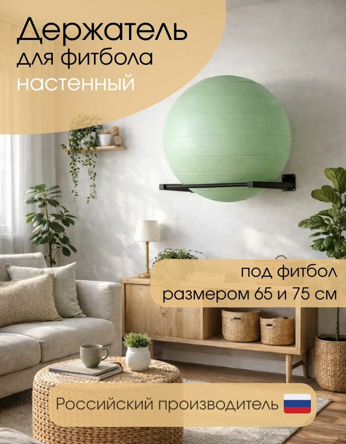 Держатель для фитбола настенный сборный для мячей 65 и 75 см черный Dacha-dom