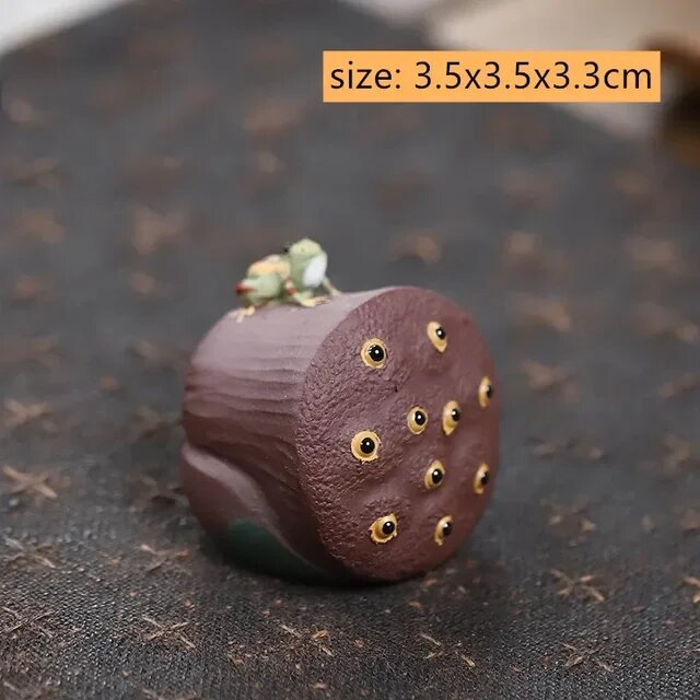 Китайская фиолетовая глиняная фигурка чайного питомца, ручная работа, модель лотоса и арбуза, скульптура, украшения для чайного сервиза, декоративные элементы для чайного сервиза.