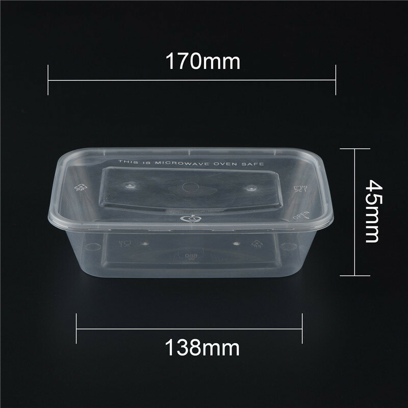 Одноразовая коробка для еды, квадратная ланч-бокс, бенто, прозрачная пластиковая посуда, оптовая продажа, коробка для доставки фастфуда, упаковка