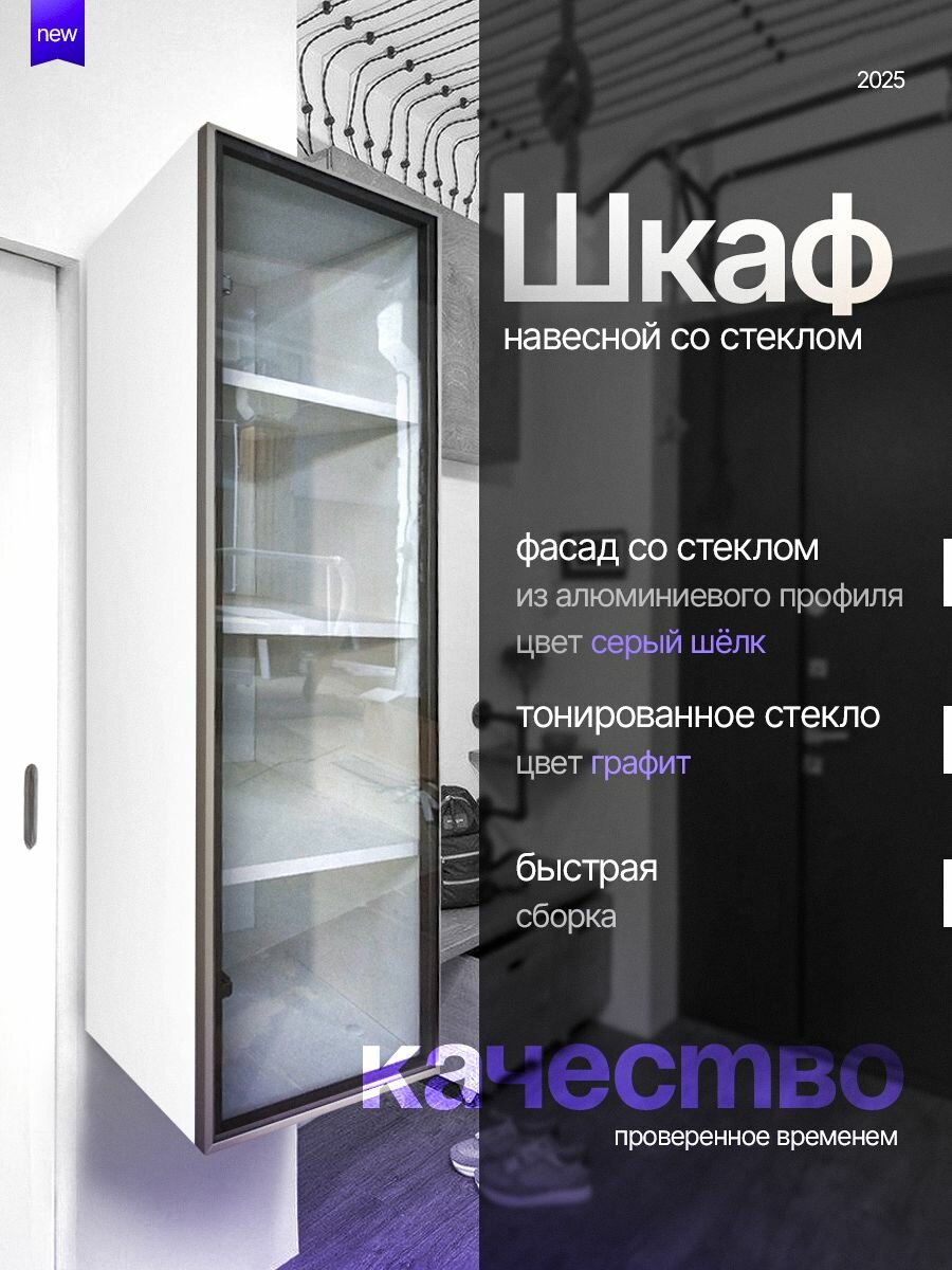 Шкаф навесной со стеклом, витрина