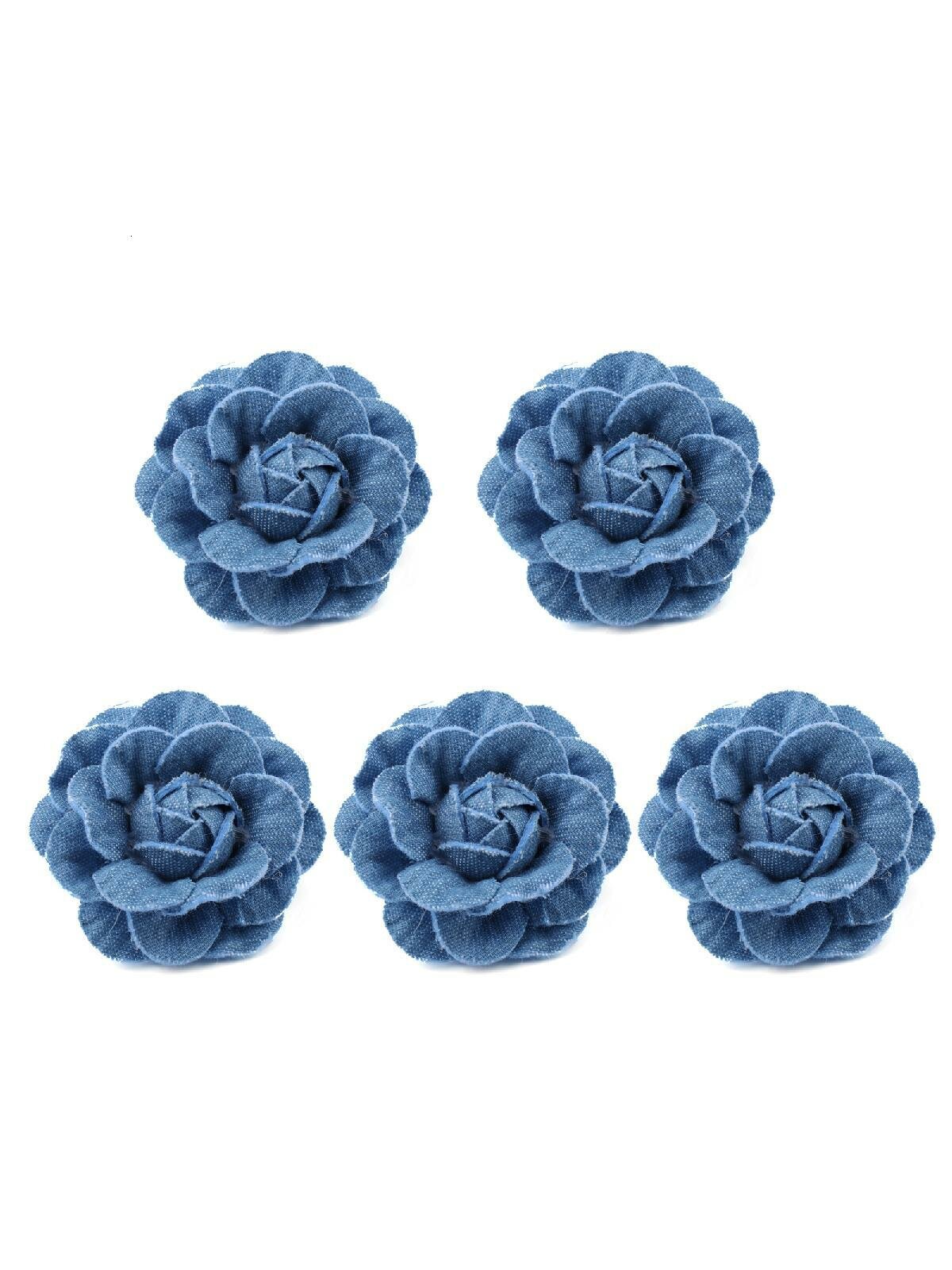 Корейские цветы из джинсовой ткани, 5 шт, C1