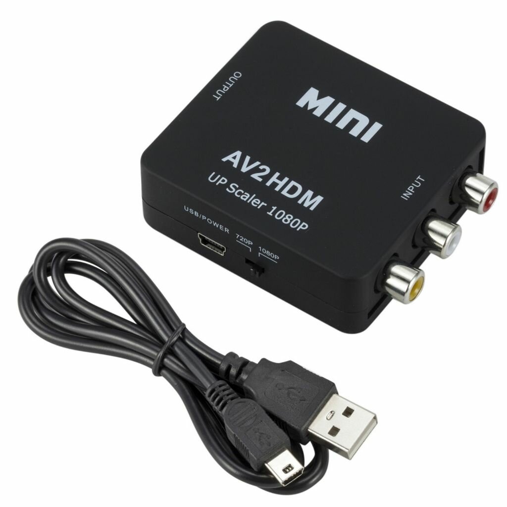 Конвертер аудио и видео с порта AV 3RCA в HDMI1080P-черный