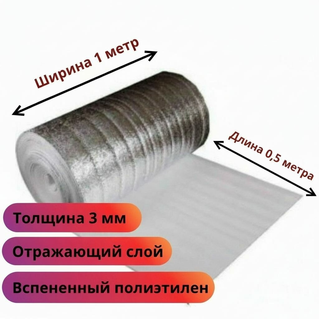 Утеплитель отражающий Изолар ЛМ-03, толщина 3мм, ширина 0,5м