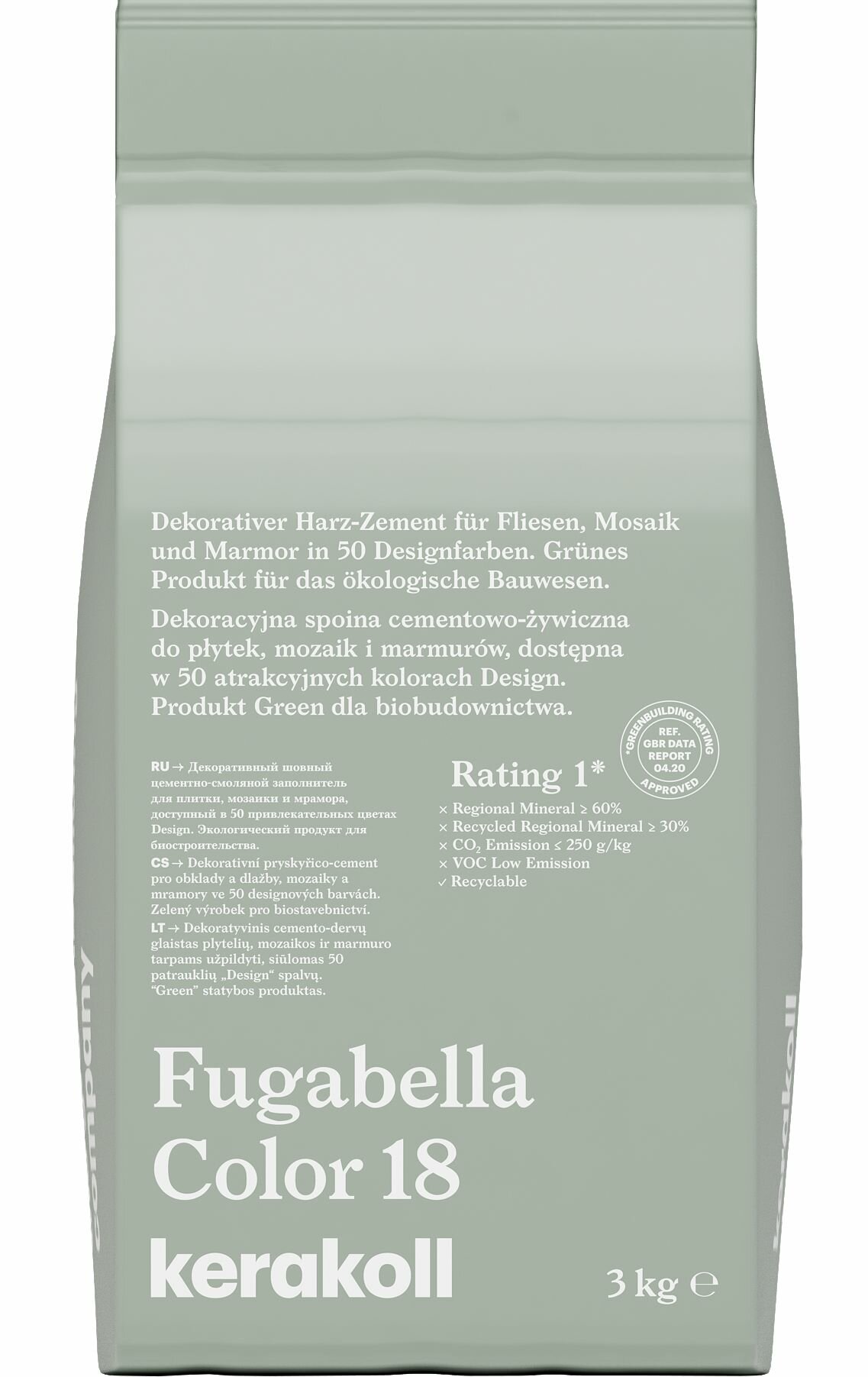 Затирка Kerakoll Fugabella Color, 18 (Серо-зеленый) 3 кг.
