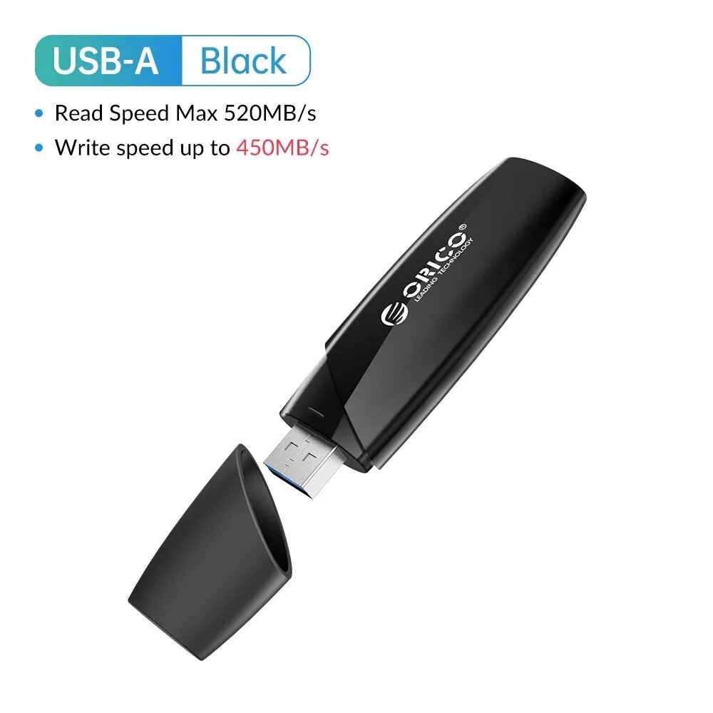 ORICO USSD твердотельный накопитель USB Type C 512 ГБ, USB A-Black