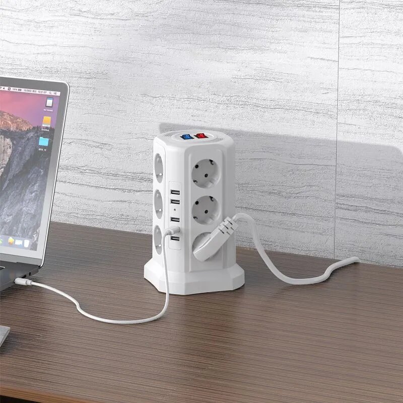 Удлинитель Куб с USB портами, выключателем и световой индикацией, 12 розеток — фото 1