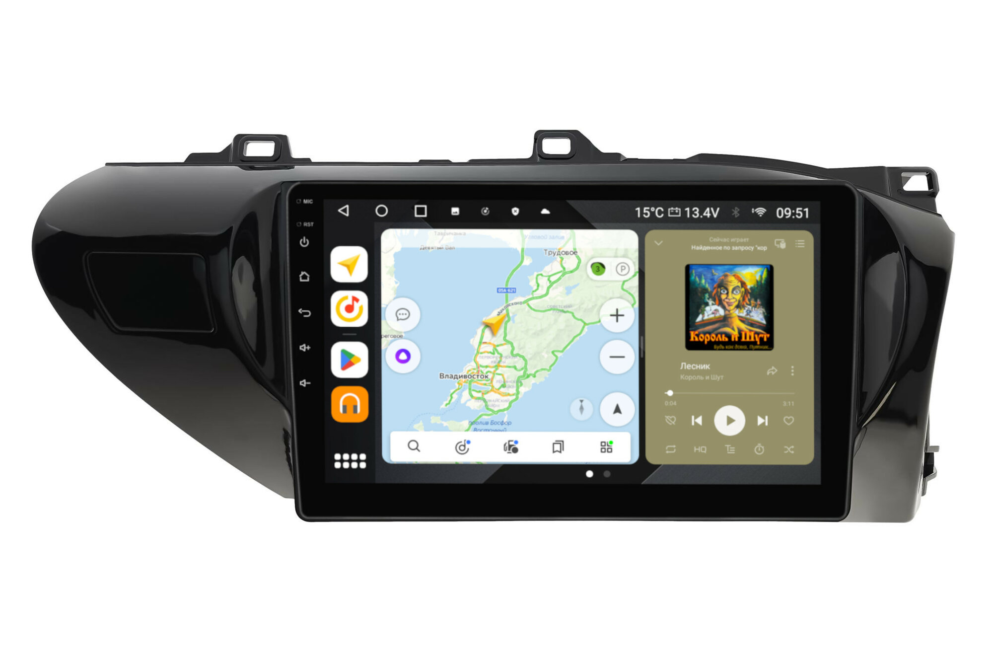 Магнитола Toyota Hilux 2015+ правый руль / 10 дюймов, 4/64GB, 8 ядер, DSP, 4G, Android 10 / Wide Media