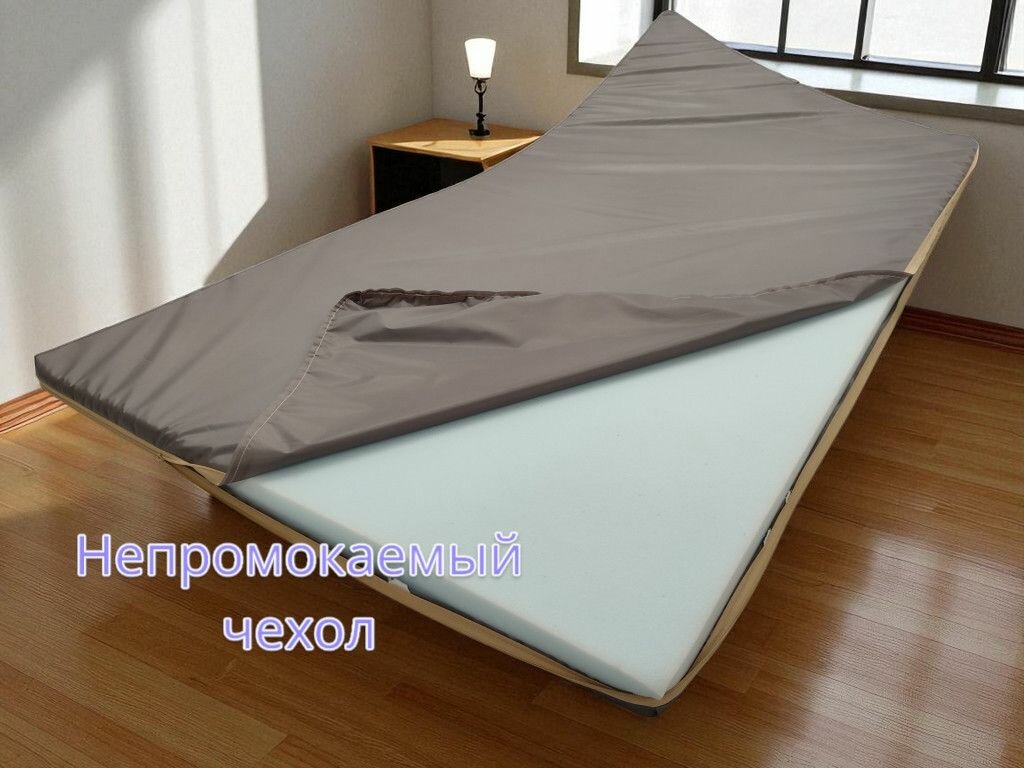 Сменный чехол на матрас 140х200 высота 15 см на молнии непромокаемый , Серый цвет