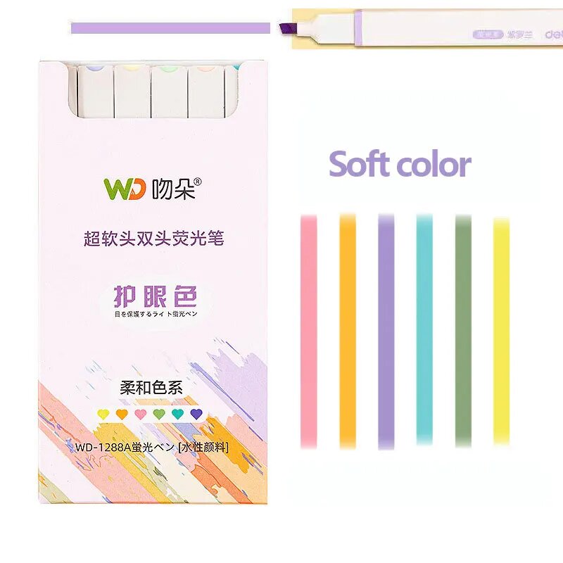 6 ручек-хайлайтеров пастельных цветов Soft color