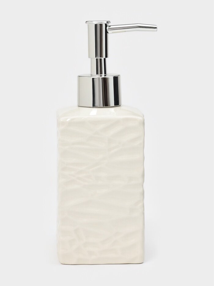 Дозатор для жидкого мыла "Хрусталь", керамический корпус, белый