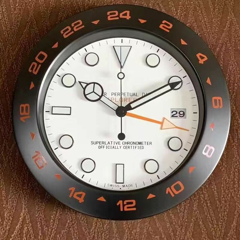 Настенные часы Rolex Shenzhen Swiss 14inch в металлическом корпусе со светящейся бесшумной залом, подходящие для