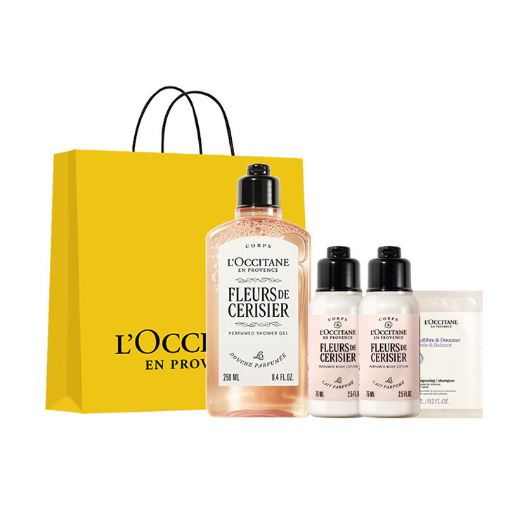 Набор геля для душа унисекс LOCCITANE Сладкая вишневая сакура аромат лимонной розы, 250 мл + 5 пробников 1496881351