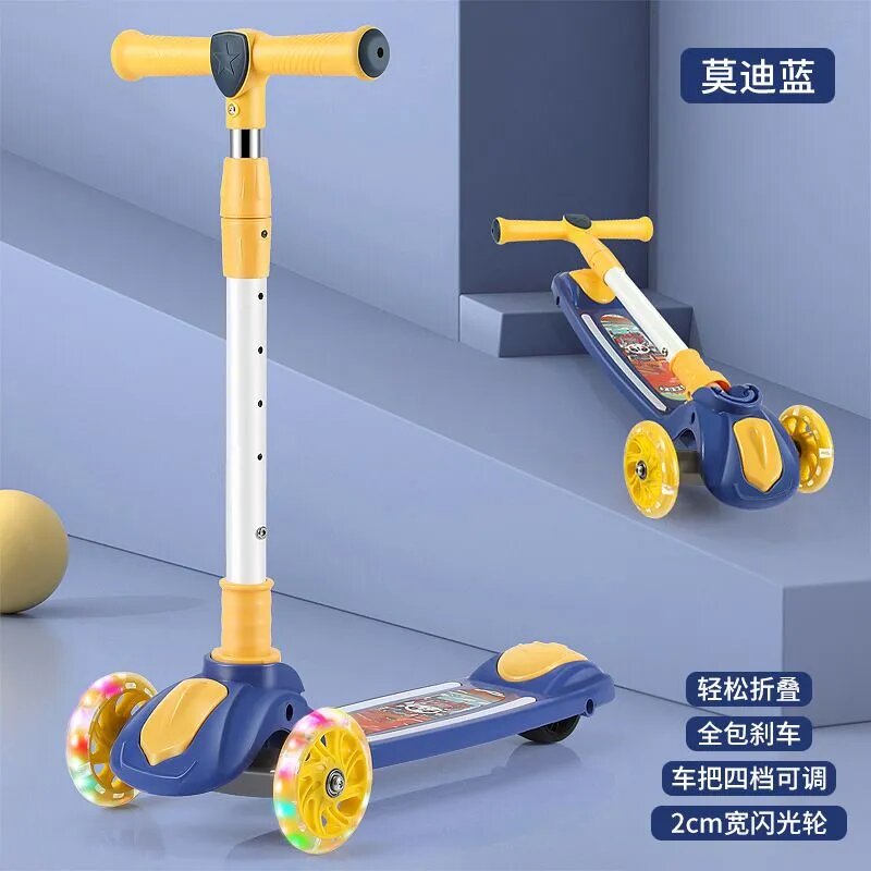 Беговел детский трехколесный складной для детей от 3 лет, пластик и стальная труба, цвет светло-голубой