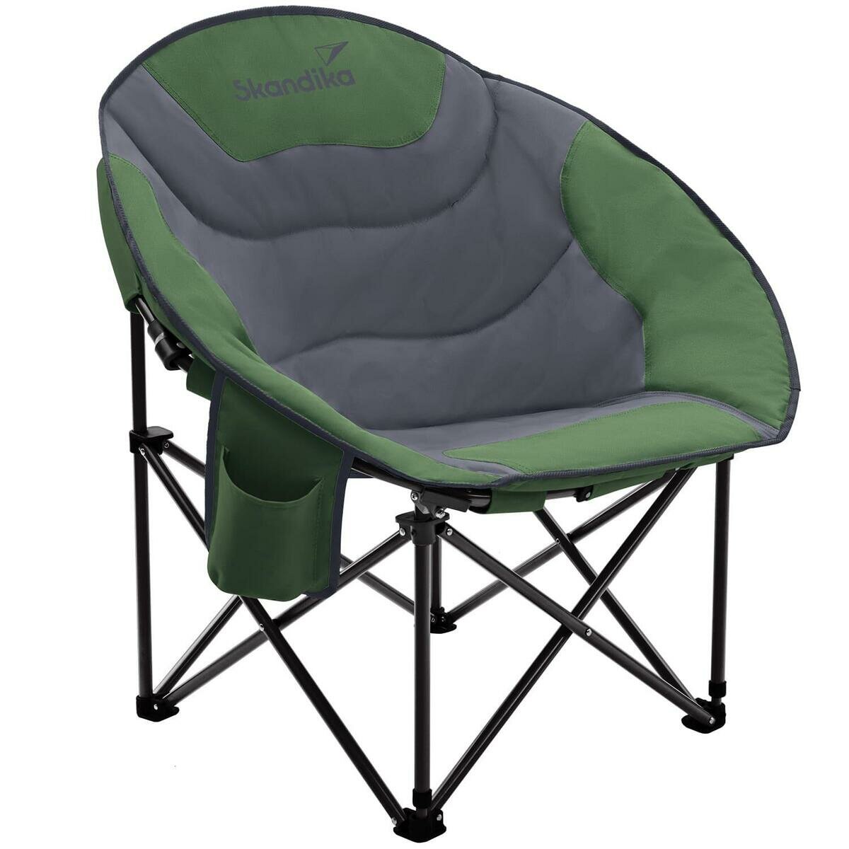 Decathlon Кемпинговый стул Skandika Moon Chair Sirkka - со стальным каркасом, макс. нагрузка до 150 кг, складной. Цвет зеленый