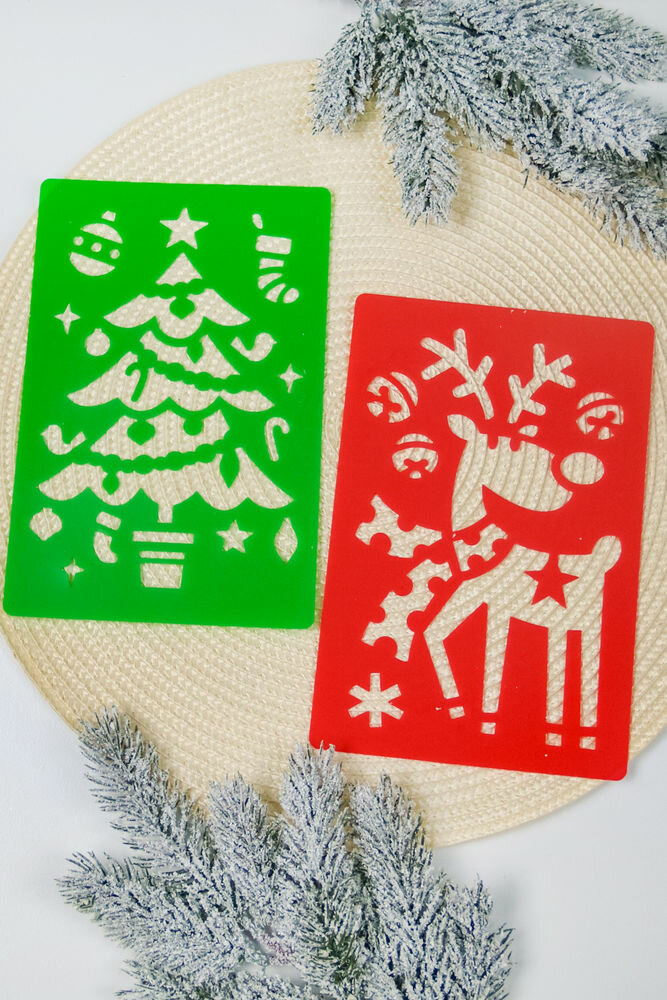 Набор трафаретов для декорирования окон и олень И ёлочка, 14х21 см, 2 листа, Peha Magic JC-10835