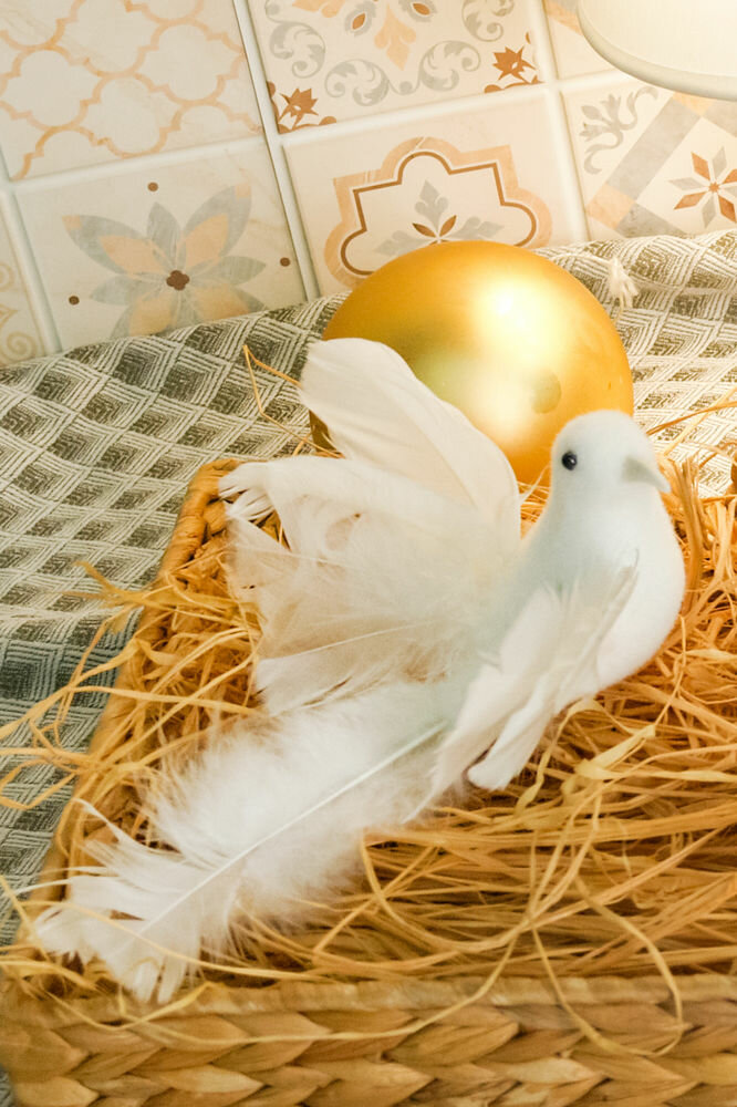 Декоративное украшение на клипсе голубка пелюш, перо, 20 см, Goodwill MC40320