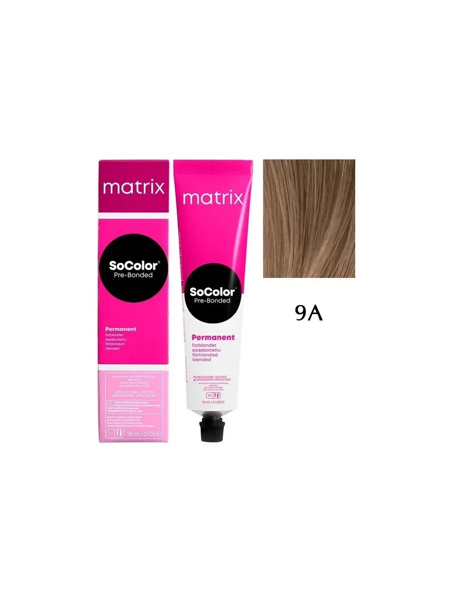 Краска для волос Matrix Coloring Hair SoColor Pre-Bonded, Перманентная краска для волос с бондером, 9A (9.1)