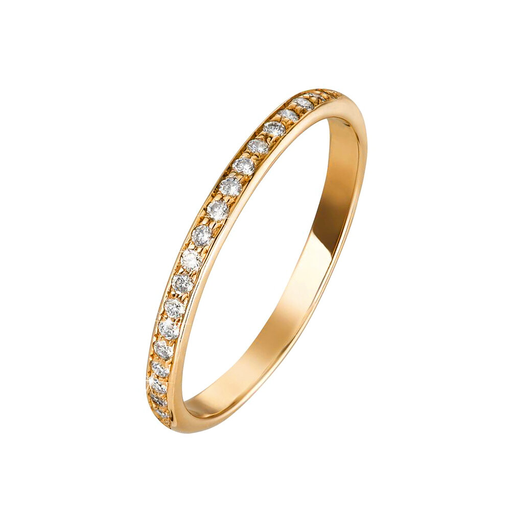 Кольцо обручальное, красное золото, 585 проба, бриллиант