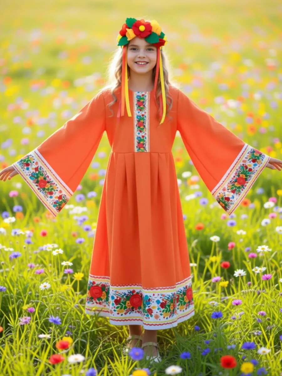 Русский народный костюм для девочки платье с венком
