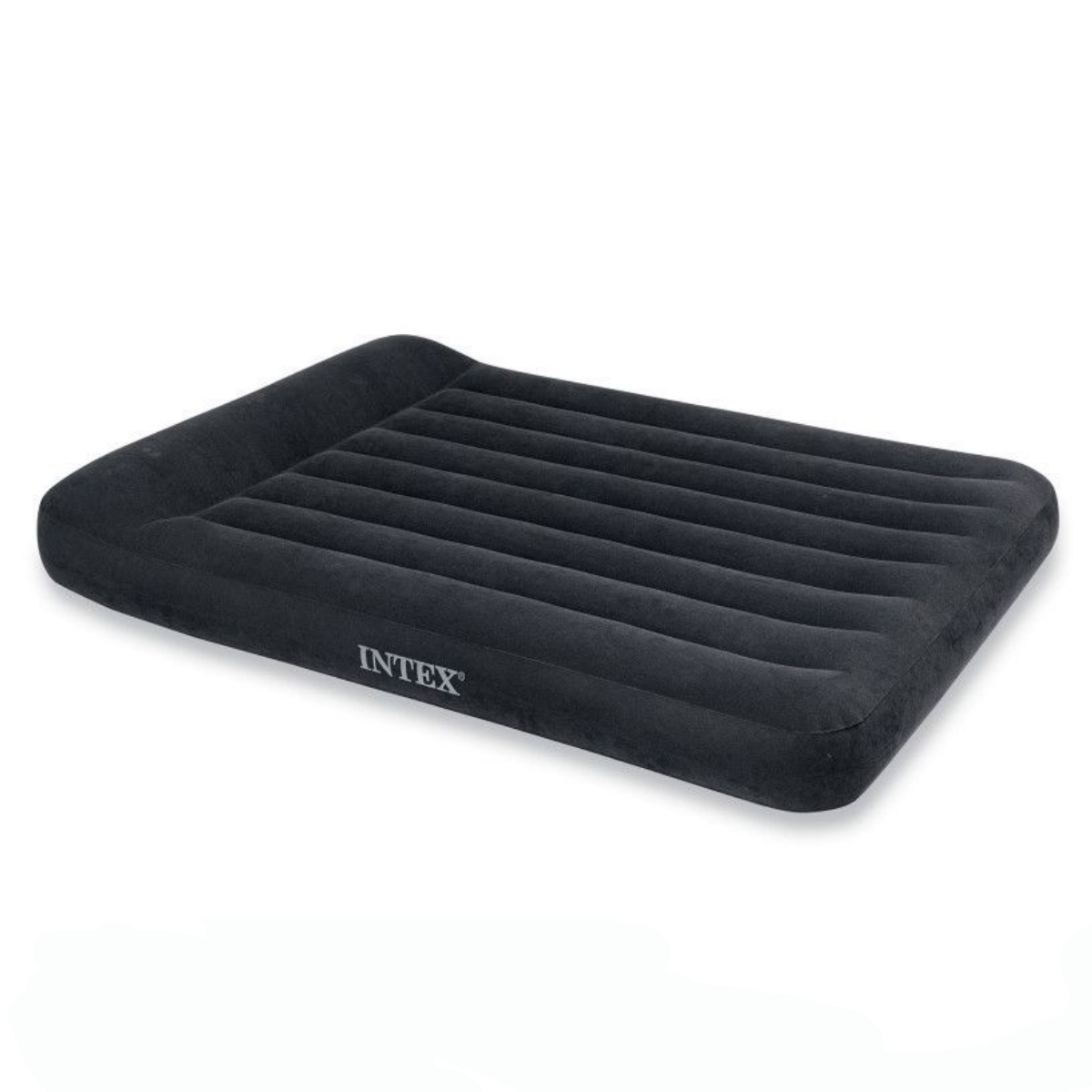 Надувной матрас Intex 64142 Pillow Rest Classic, черный, с подголовником, 137x191x25 см
