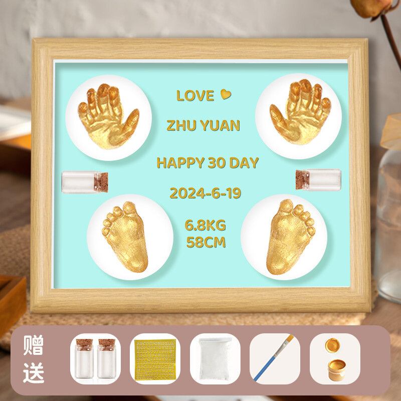 Фоторамка для отпечатков ручек и ножек малыша своими руками, сувенир из глины с отпечатками ручек и ножек на месяц и 100 дней жизни ребенка, подарок для новорожденного с прядью волос.