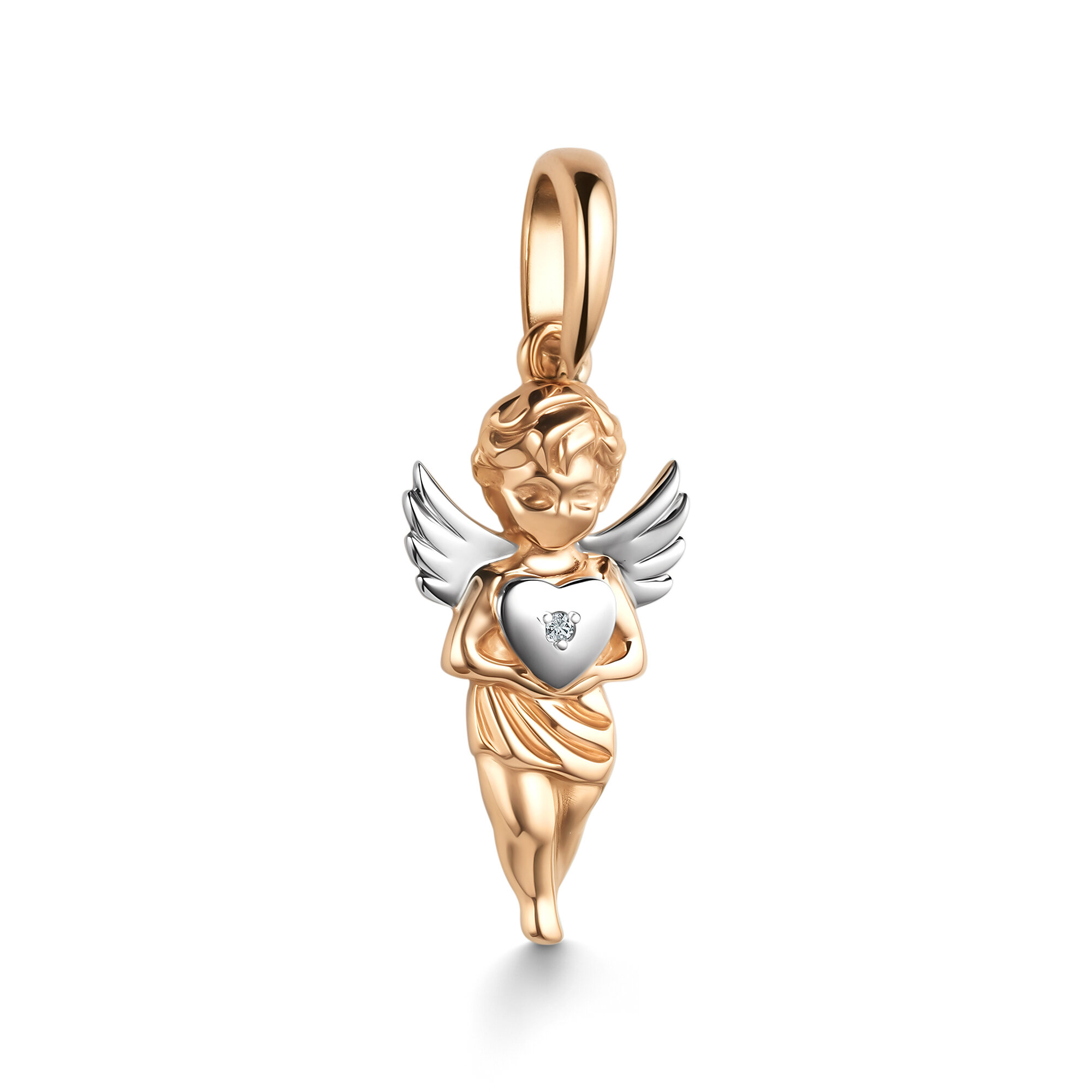 Подвеска, красное золото, 585 проба, бриллиант