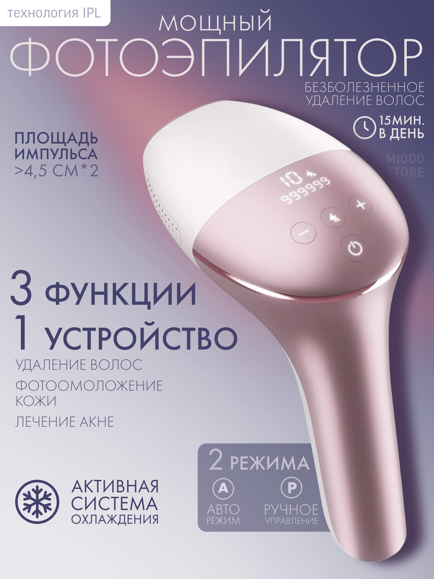 Лазерный Фотоэпилятор Babyverse для удаления волос на теле и лице, IPL эпилятор женский с охлаждением