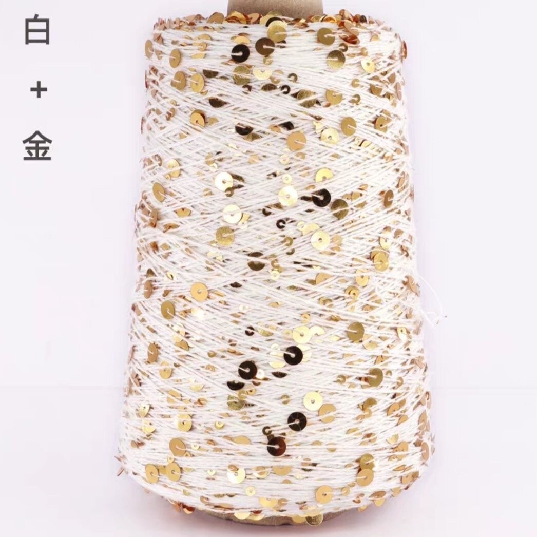 Хлопковая пряжа с пайетками и крупными и мелкими бусинами 3+6, пряжа ручной работы, декоративная пряжа, оптовая продажа с фабрики, пряжа в мотках, трансграничная торговля.