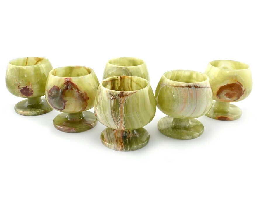 Коньячные бокалы из камня оникс 6 шт 100*100*95мм в подарочной упаковке .