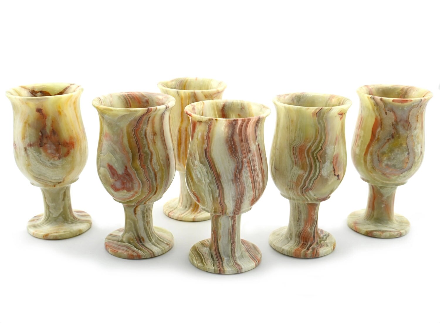 Набор бокалов ручной работы из камня оникс 6 шт 60*60*120мм 100 мл .