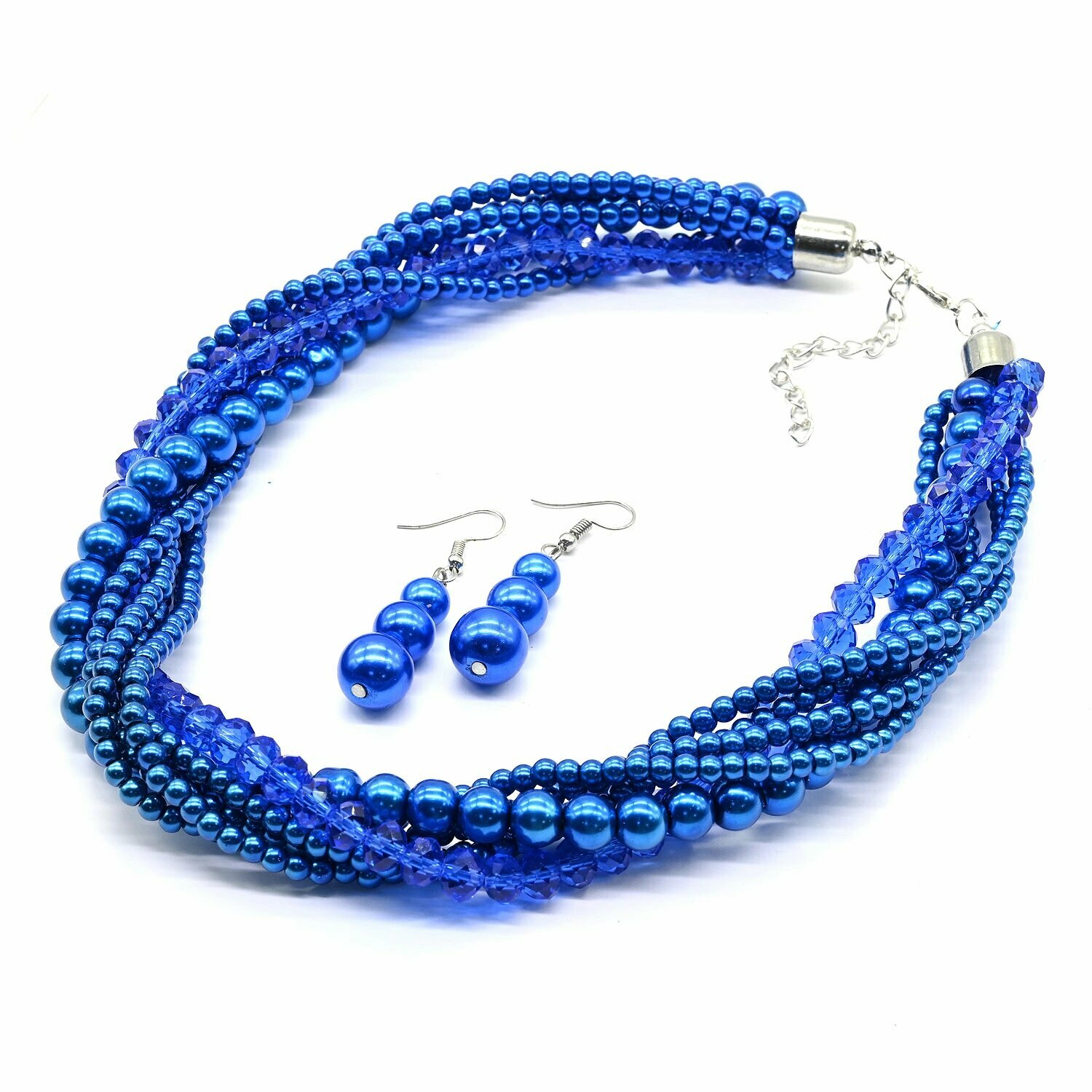 Комплект бижутерии: серьги, колье, жемчуг имитация