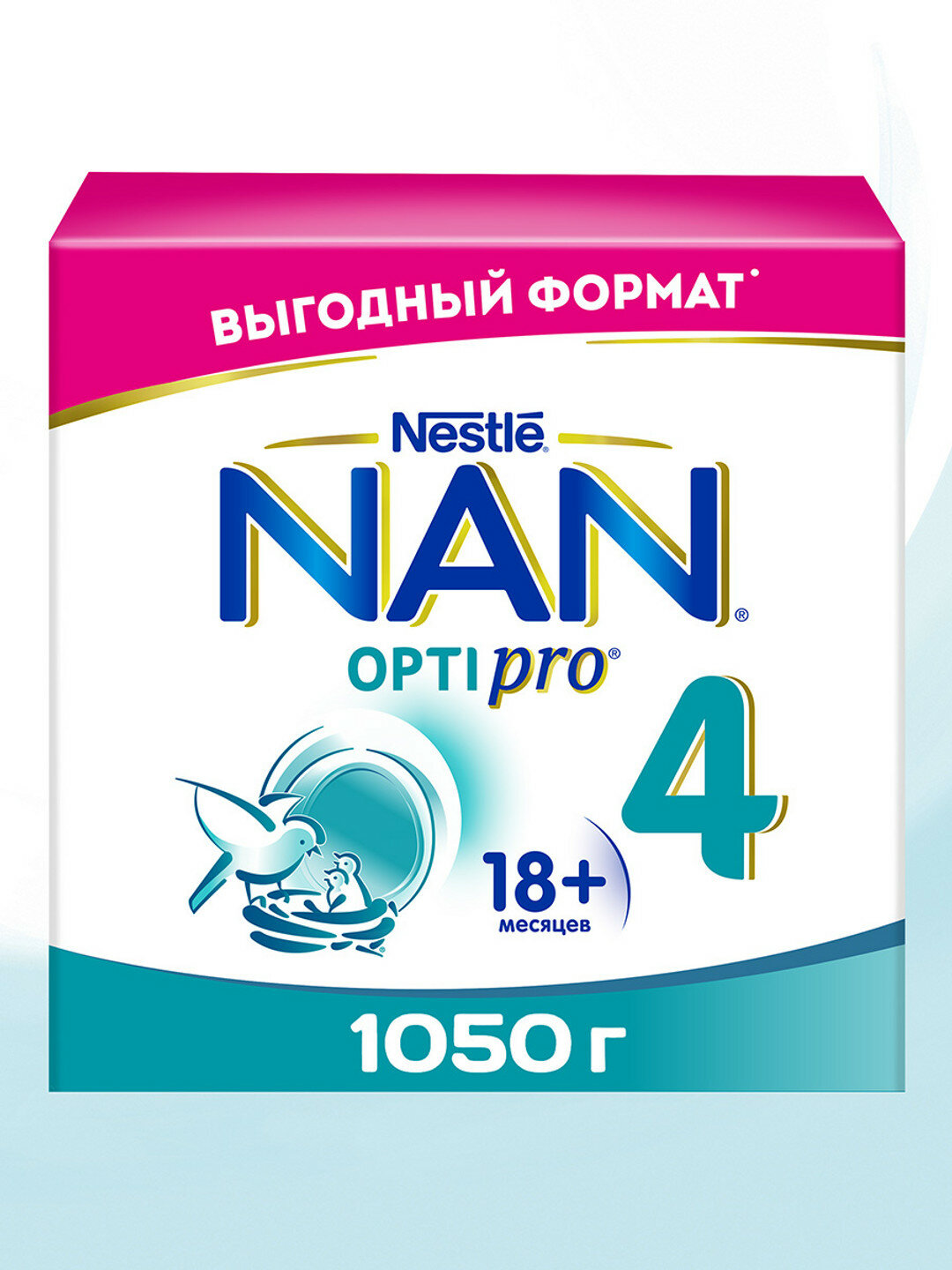 Напиток молочный сухой быстрорастворимый NAN 4 Optipro с олигосахаридами 2'FL, с 18 мес, 1050г