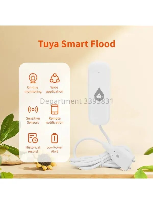 Датчик протечки воды Zigbee 3.0 Tuya с оповещением в приложении, защитой от мороза и долгим сроком службы