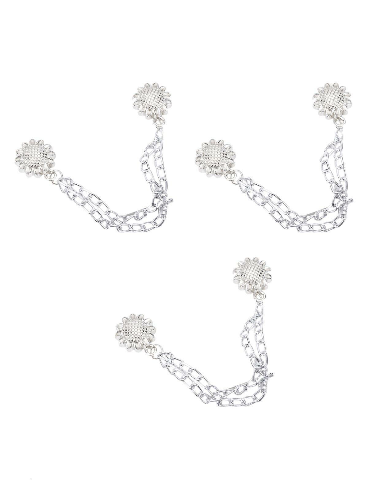 Магнитные булавки-клипсы для одежды (3 шт.), серебро