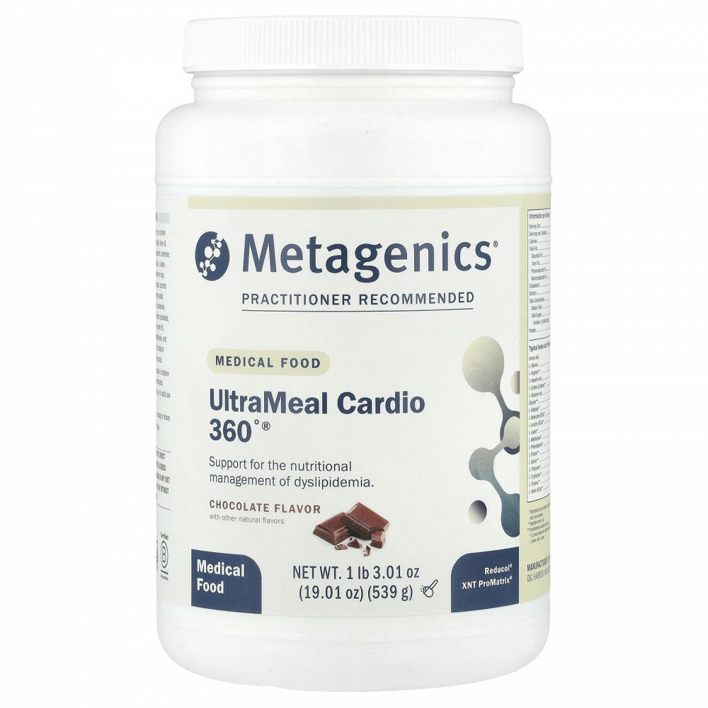 Metagenics, UltraMeal Cardio 360 ° ®, медицинское питание, шоколад, 1 фунт 3,01 унции (539 г)