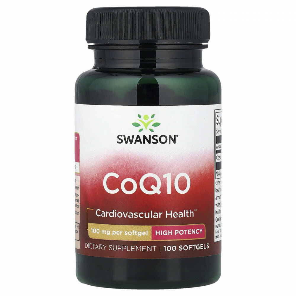 Swanson Vitamins, коэнзим Q10, высокая эффективность, 100 мг, 100 капсул