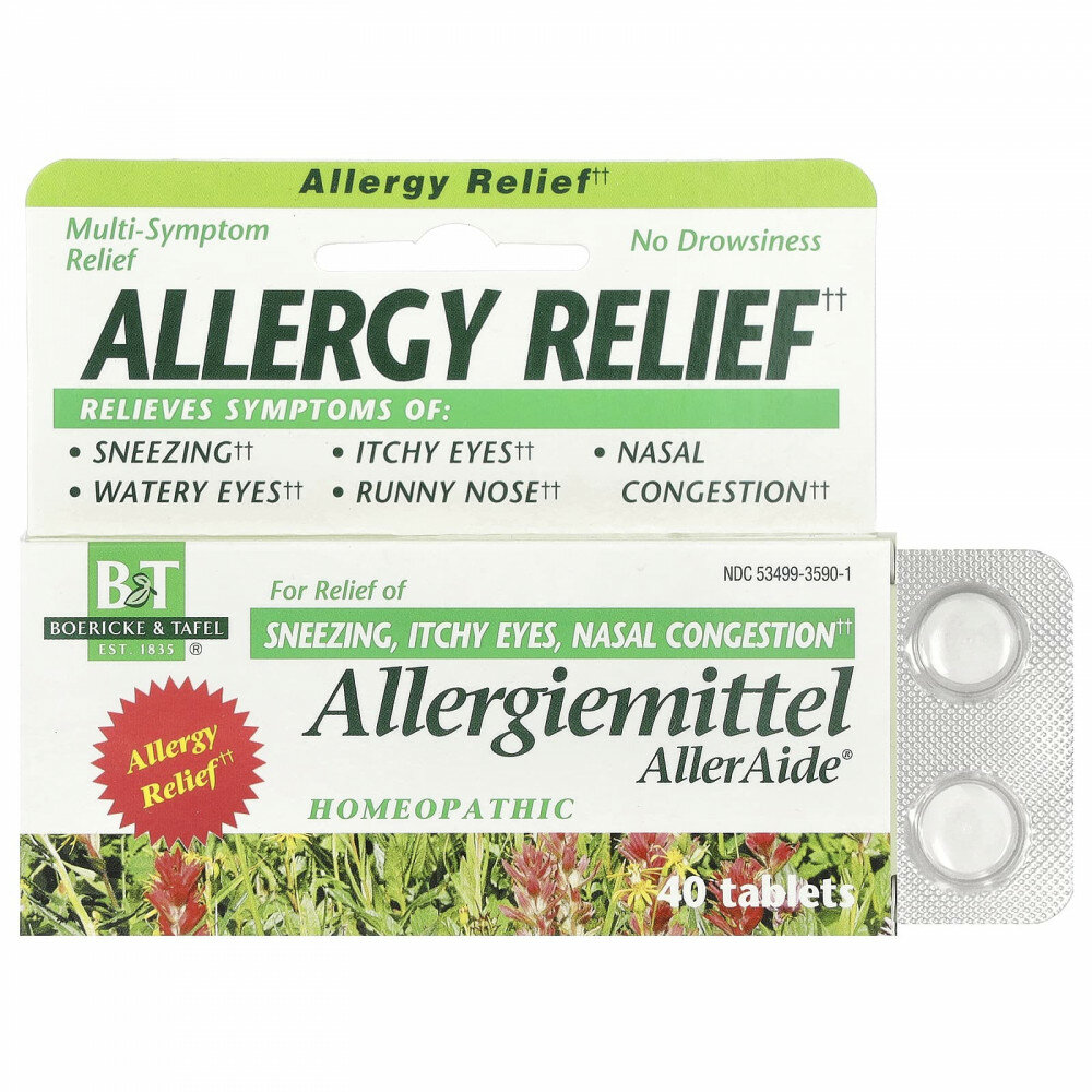 Boericke & Tafel, Allergiemittel AllerAide®, средство от аллергии, 40 таблеток