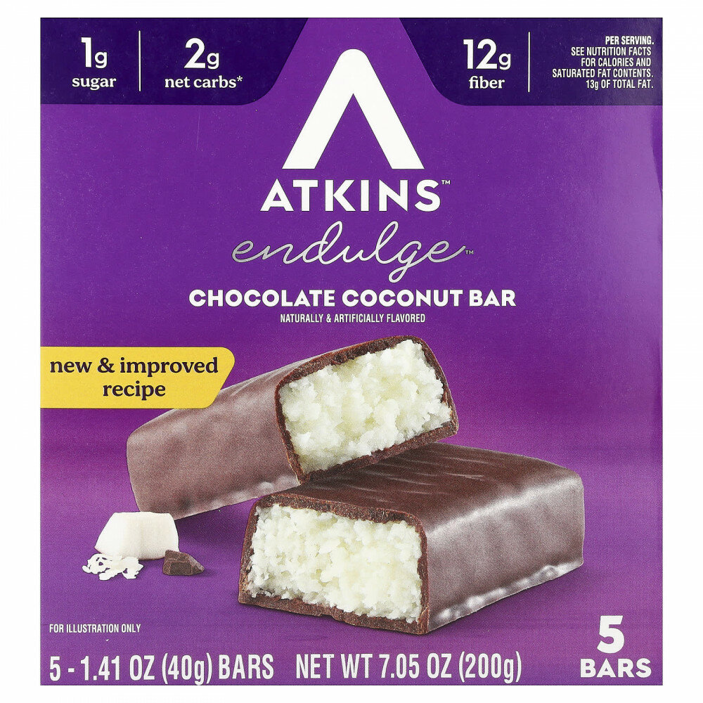 Atkins, Endulge™, шоколадно-кокосовый батончик, 5 шт. по 40 г (1,41 унции)