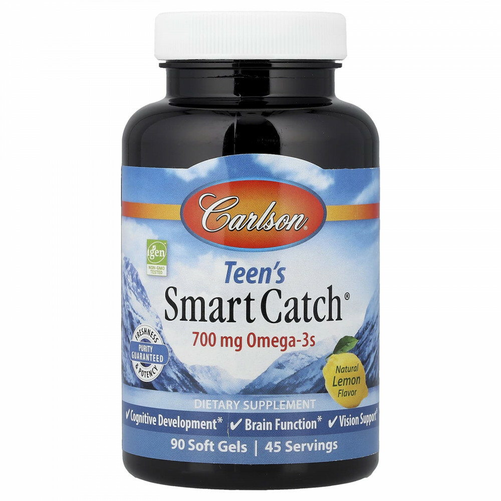 Carlson, Smart Catch® для подростков, натуральный лимонный вкус, 90 капсул