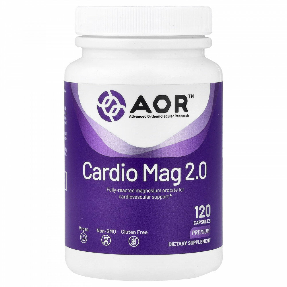 Advanced Orthomolecular Research AOR, Cardio Mag 2.0, 120 растительных капсул