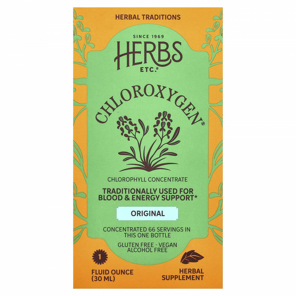 Herbs Etc, ChlorOxygen®, концентрат хлорофилла, без спирта, 30 мл (1 жидк. унция)
