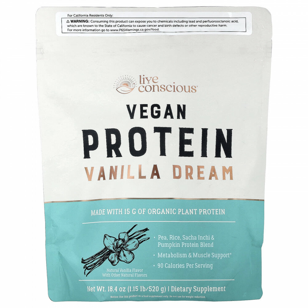 Live Conscious, Vegan Protein, Vanilla Dream, 520 г (1,15 фунта)