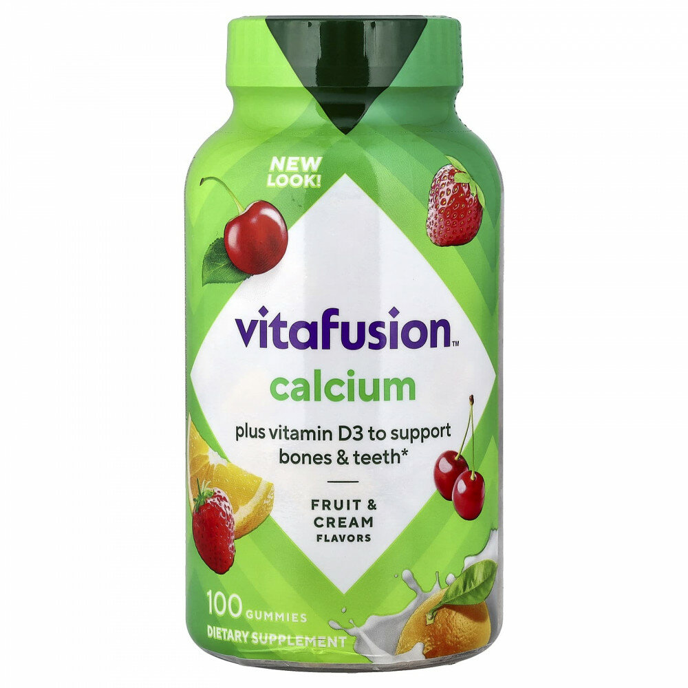 VitaFusion, жевательные таблетки с кальцием, фрукты и сливки, 100 жевательных таблеток